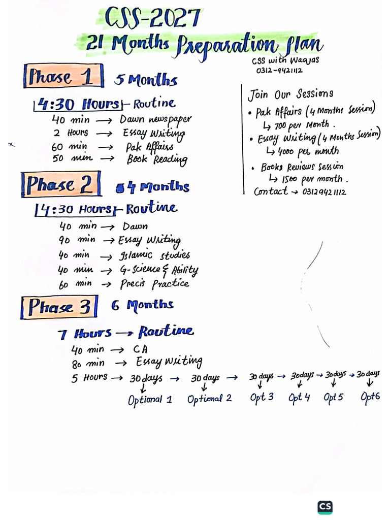 CSS-2027 (21 Months Plan) | PDF