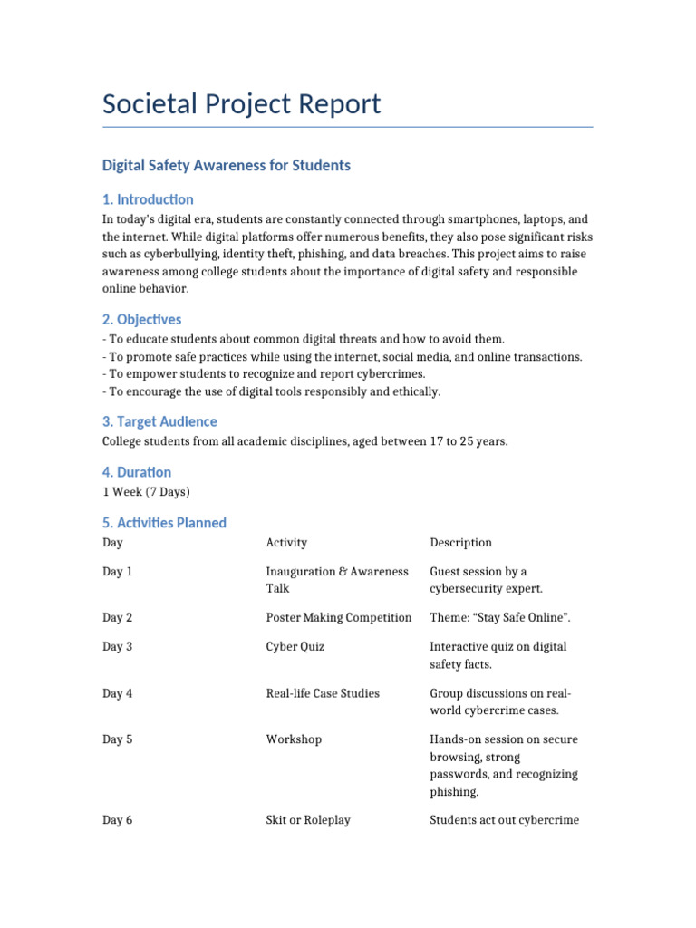 Digital Safety Awareness Project Report | PDF | Computer Security ...