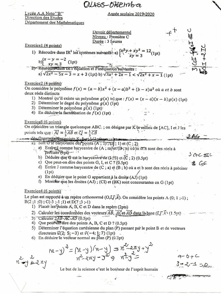 Sujets Maths 1ère | PDF