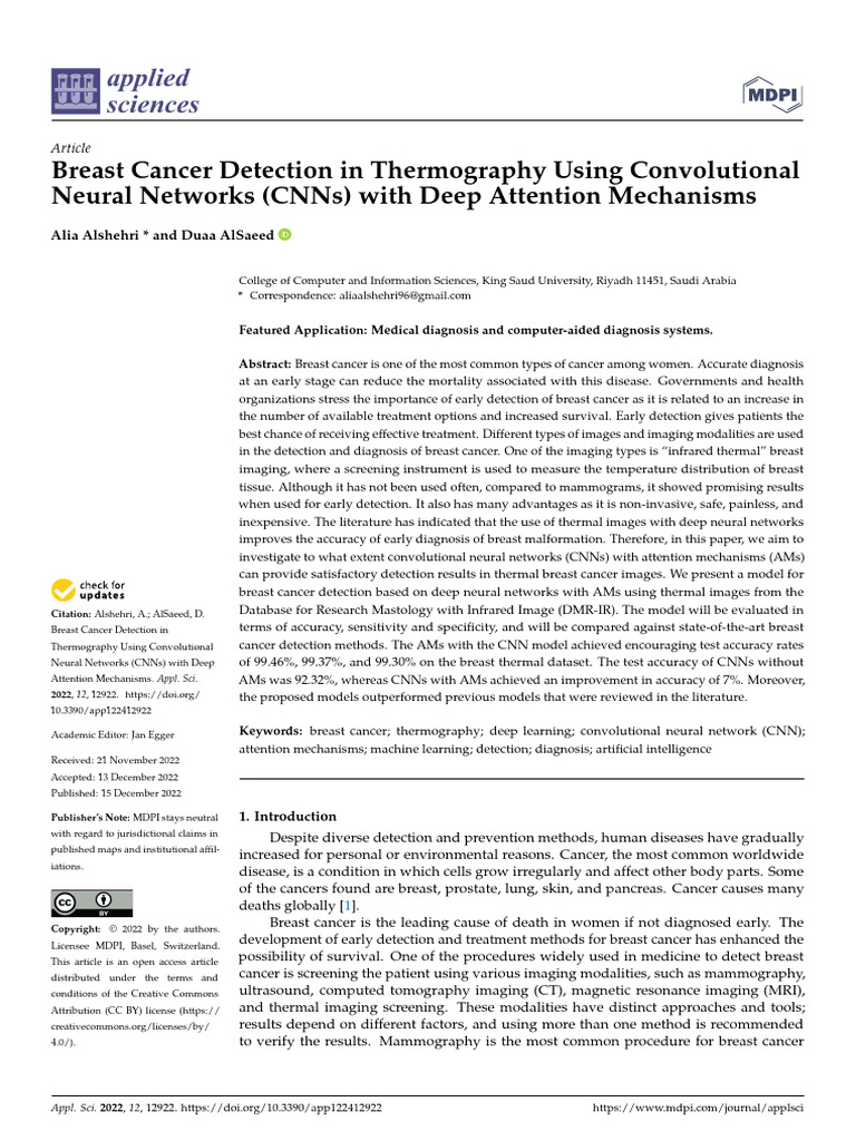 ALSHEHRI Breast Cancer Detection in Thermography Using Convolutional Neural Networks (CNNs) With ...
