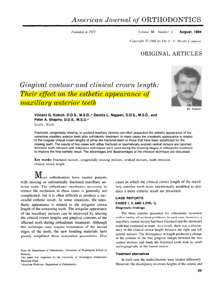 Gingival Contour and Clinical Crown Length Their Effect On The Esthetic ...