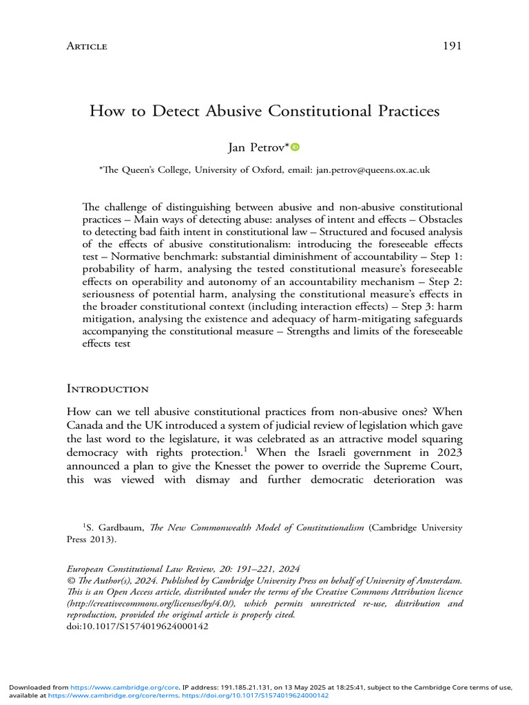 How To Detect Abusive Constitutional Practices | PDF | Authoritarianism ...