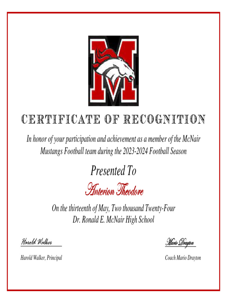 Certificate of Recognition 2023 2024 2 | PDF