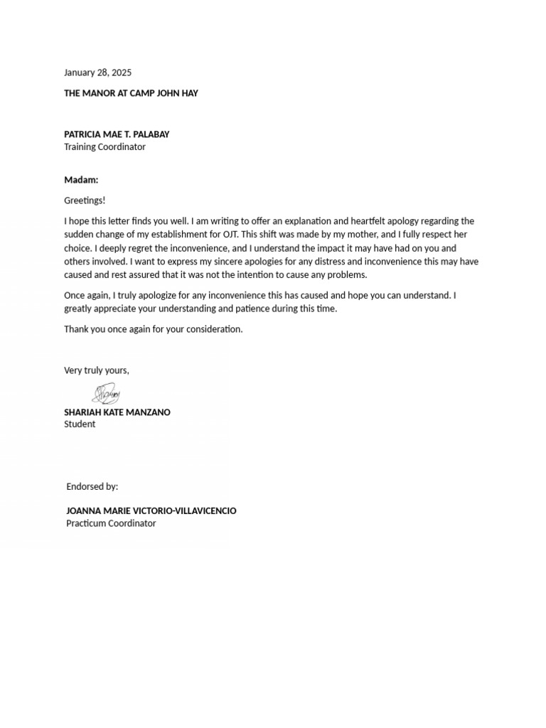 Letter of Explanation | PDF