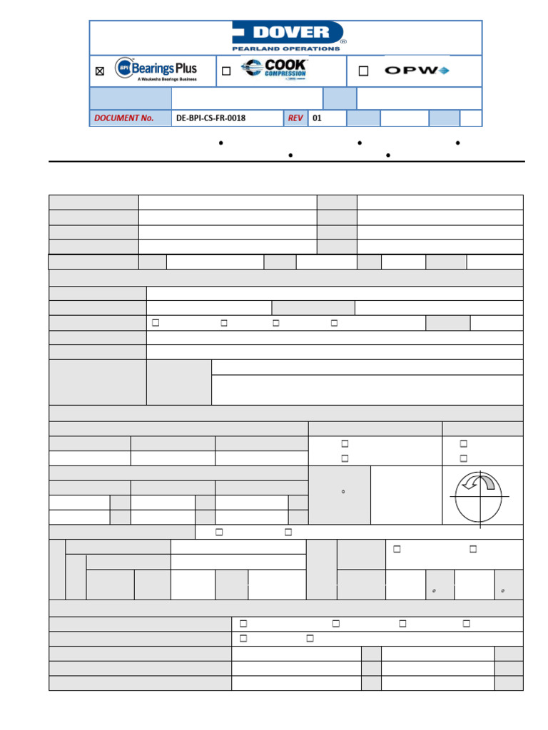 DE BPI CS FR 0018 - Rev01 - Radial Bearing Inquiry Sheet | PDF ...