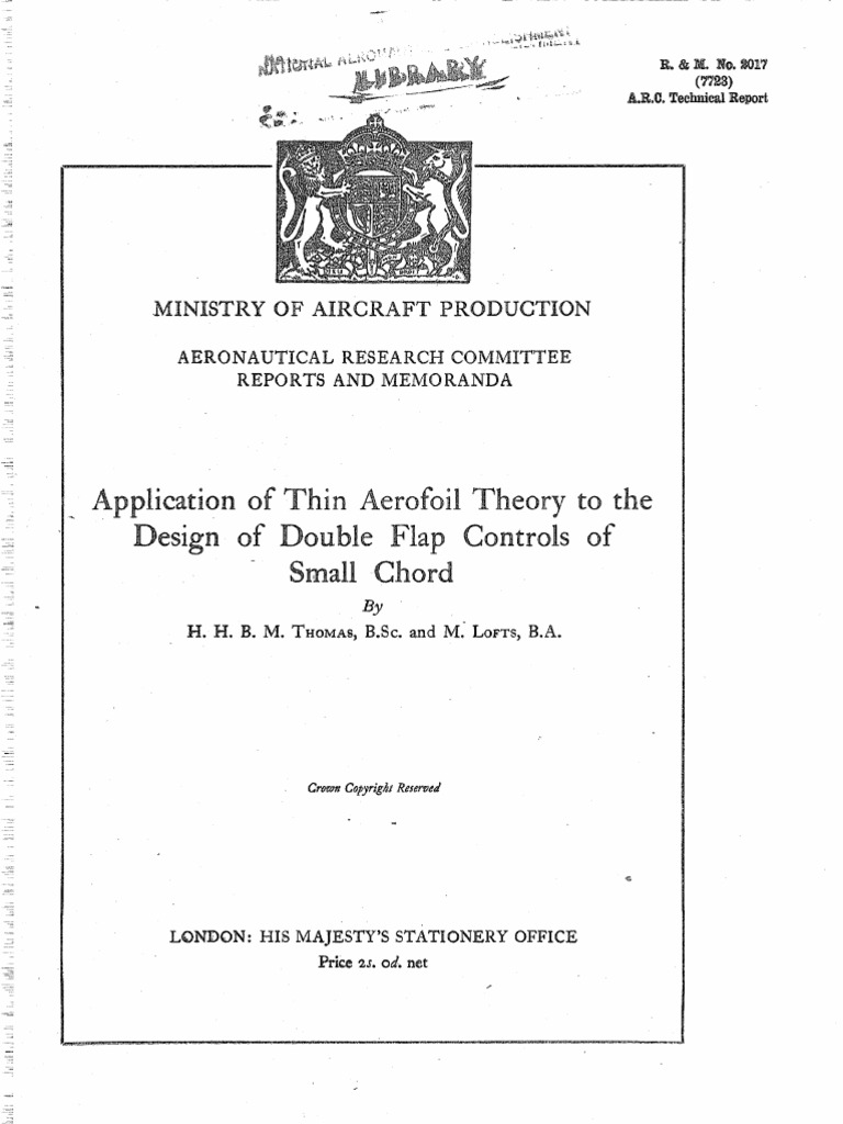 Application Design of Thin Aerofofl Theory of Double Flap Controls ...