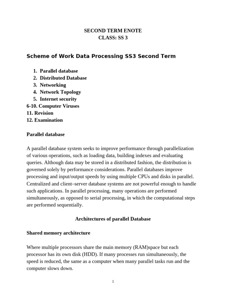 Second Term Ss 3 Data Processing | PDF | Computer Network | Databases