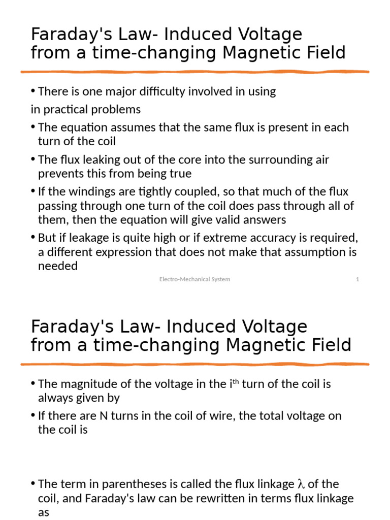 Lecture 03 Induced Force, Induced Voltage, Transformer | PDF ...