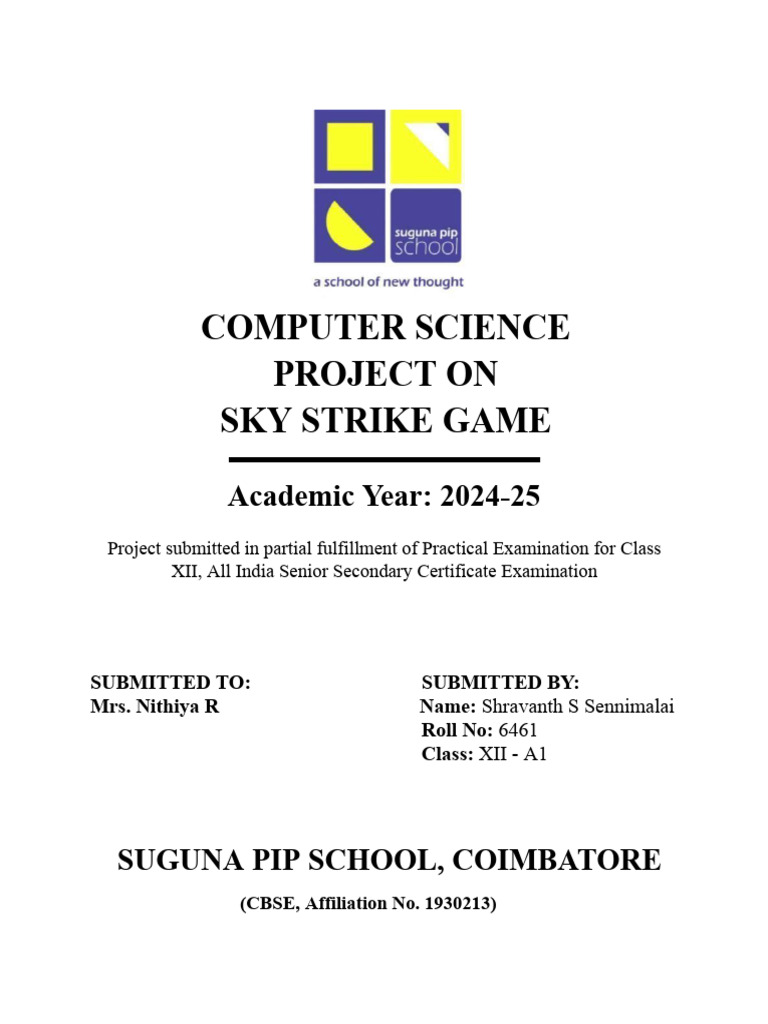 Class 12 Computer Science Project Rough Draft v2 - Shravanth | PDF ...
