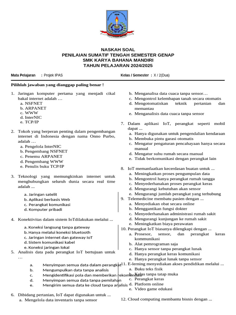 Soal Psts Genap Kls X - Mapel Ipas | PDF