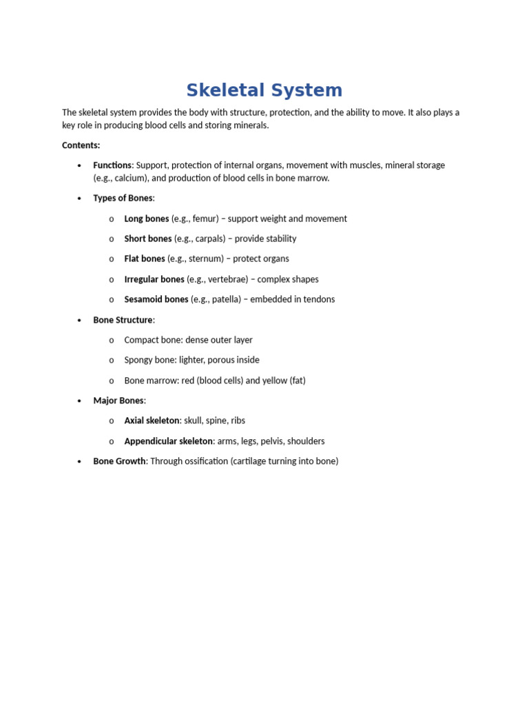 Skeletal System | PDF