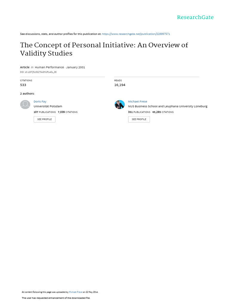 Overview of Personal Initiative Validity Studies | PDF | Psychology ...