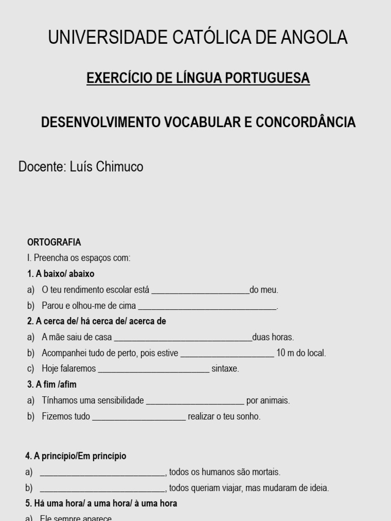 AULA 1 - ORTOGRAFIA E CONCORDÂNCIA - Cópia | PDF