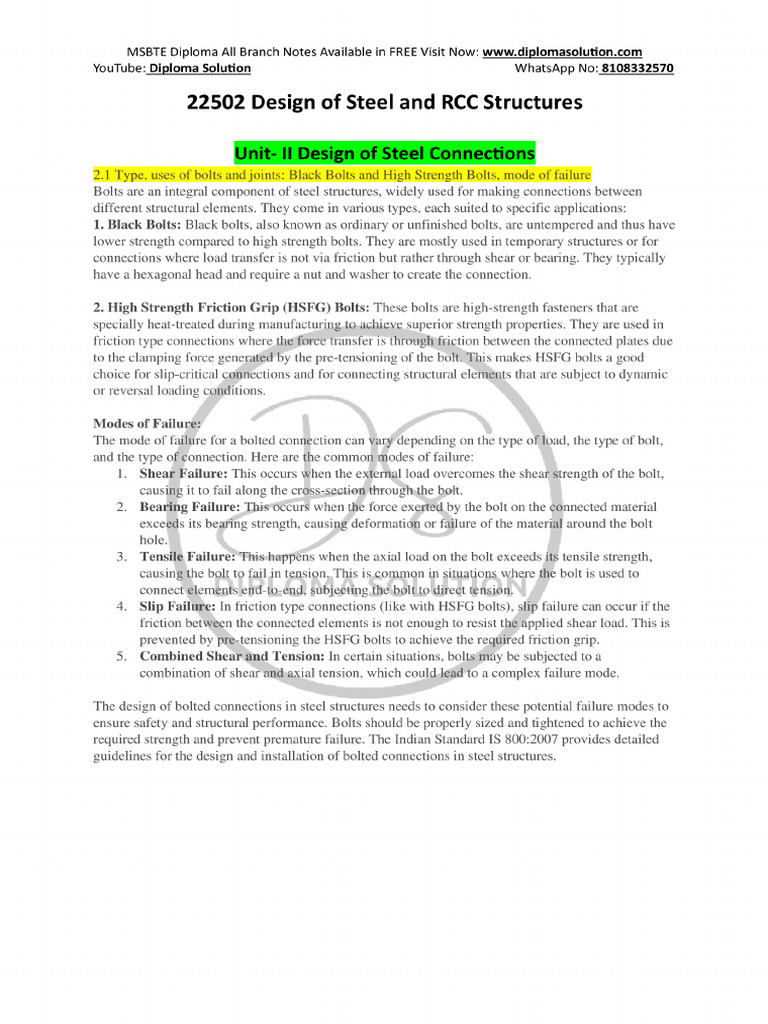 Design of Steel and RCC Structures 2 | PDF