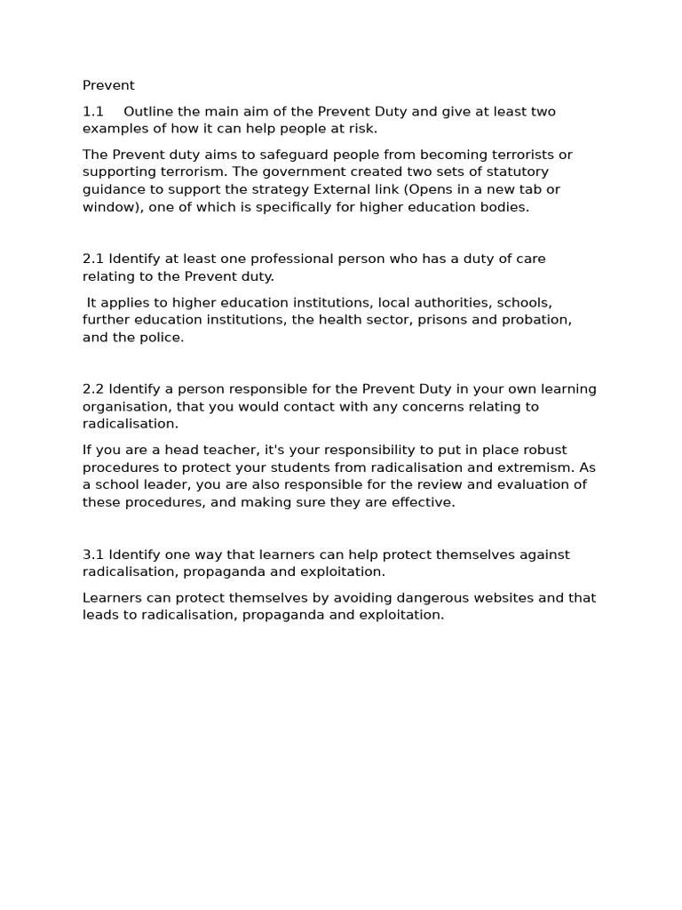 Understanding the Prevent Duty in Education | PDF