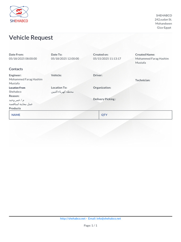 Vehicle - Request Report - 6 | PDF