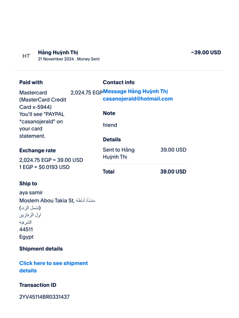 PayPal - Transaction Details | PDF