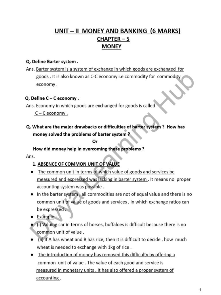 Unit Ii Money and Banking CH - Ii-4 | PDF | Money | Banks