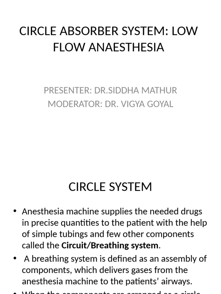 Circle Absorber System in Low Flow Anesthesia | PDF | Anesthesia ...
