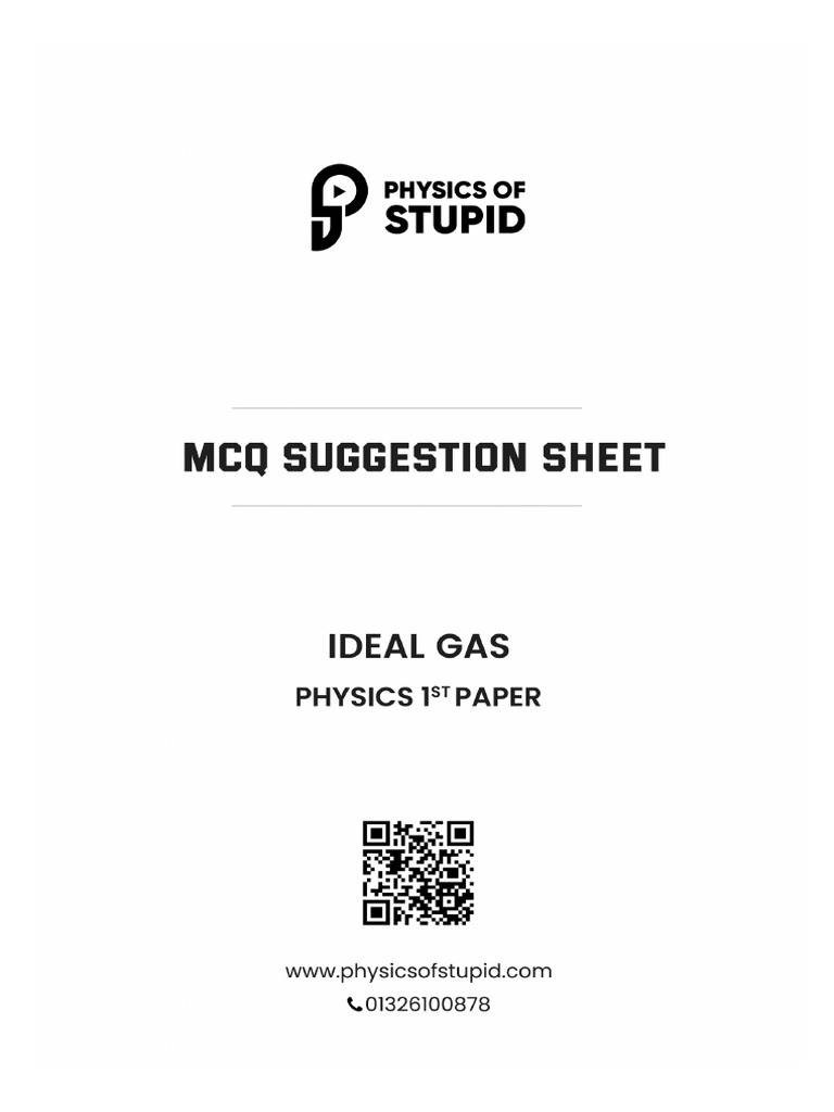 Ideal Gas MCQ Suggestion Sheet | PDF