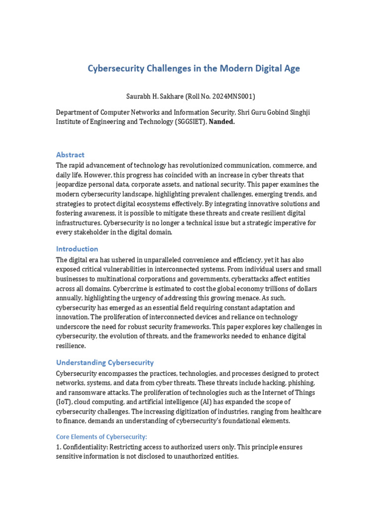 Cybersecurity Research Paper Fina | PDF | Security | Computer Security