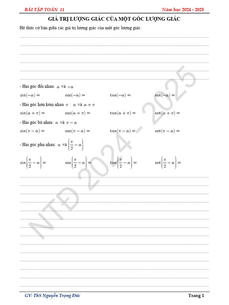 l11 Gia Tri Luong Giac | PDF