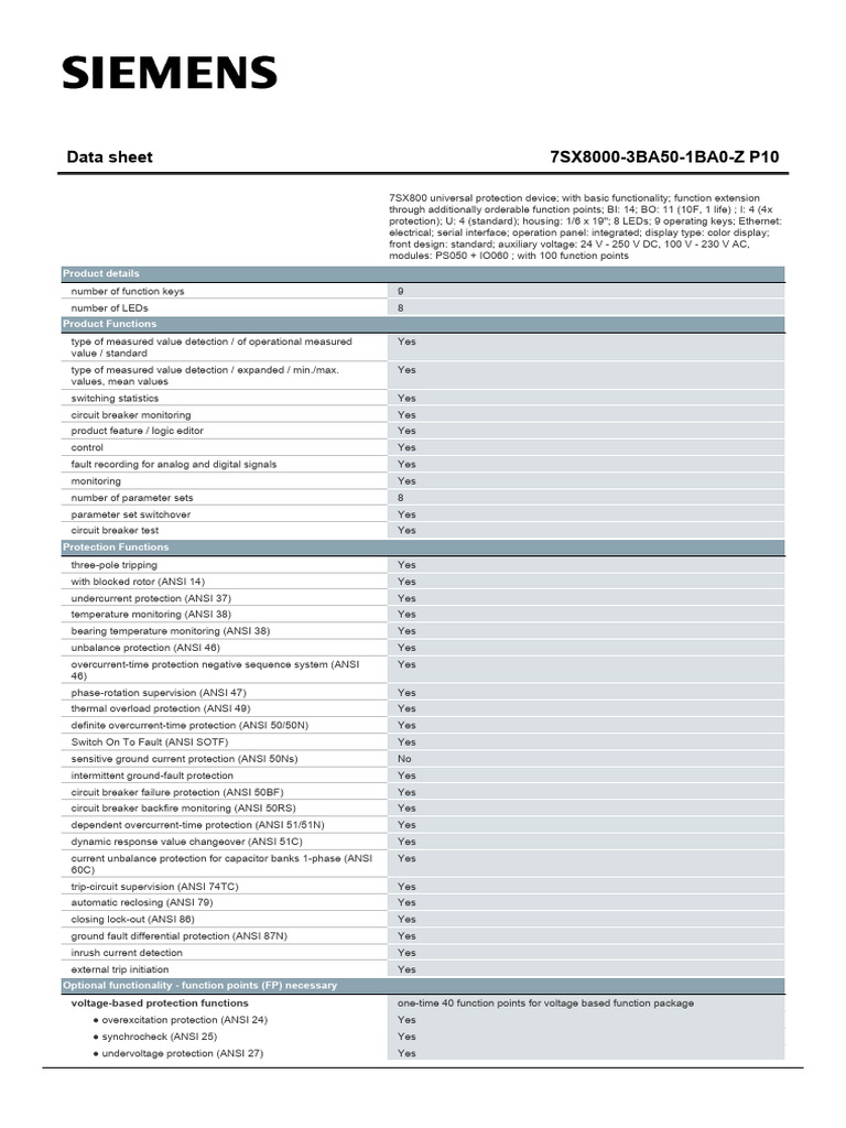 7SX8000-3BA50-1BA0-Z P10 Datasheet | PDF | Power Supply | Computer ...