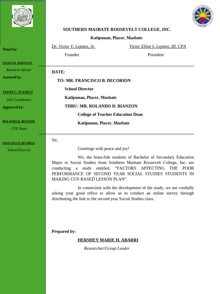 Letter of Request and Questionnaire | PDF
