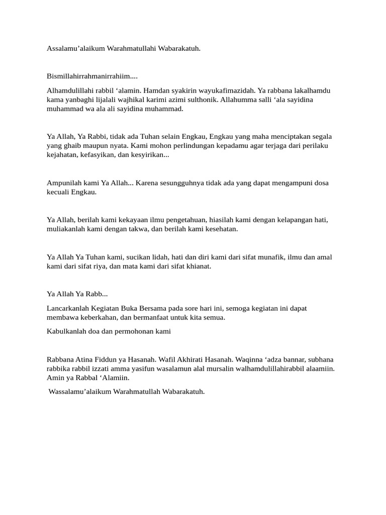 Teks Doa Bukber | PDF