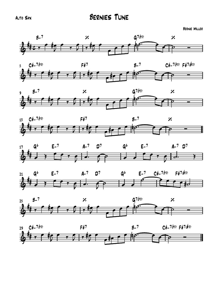 Bernies Tune - Alto Sax | PDF