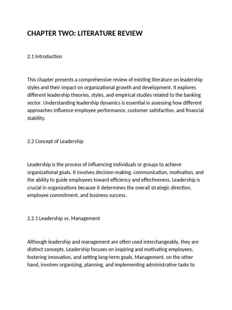 Project CHAPTER TWO - LI-WPS Office | PDF | Leadership | Transformational Leadership