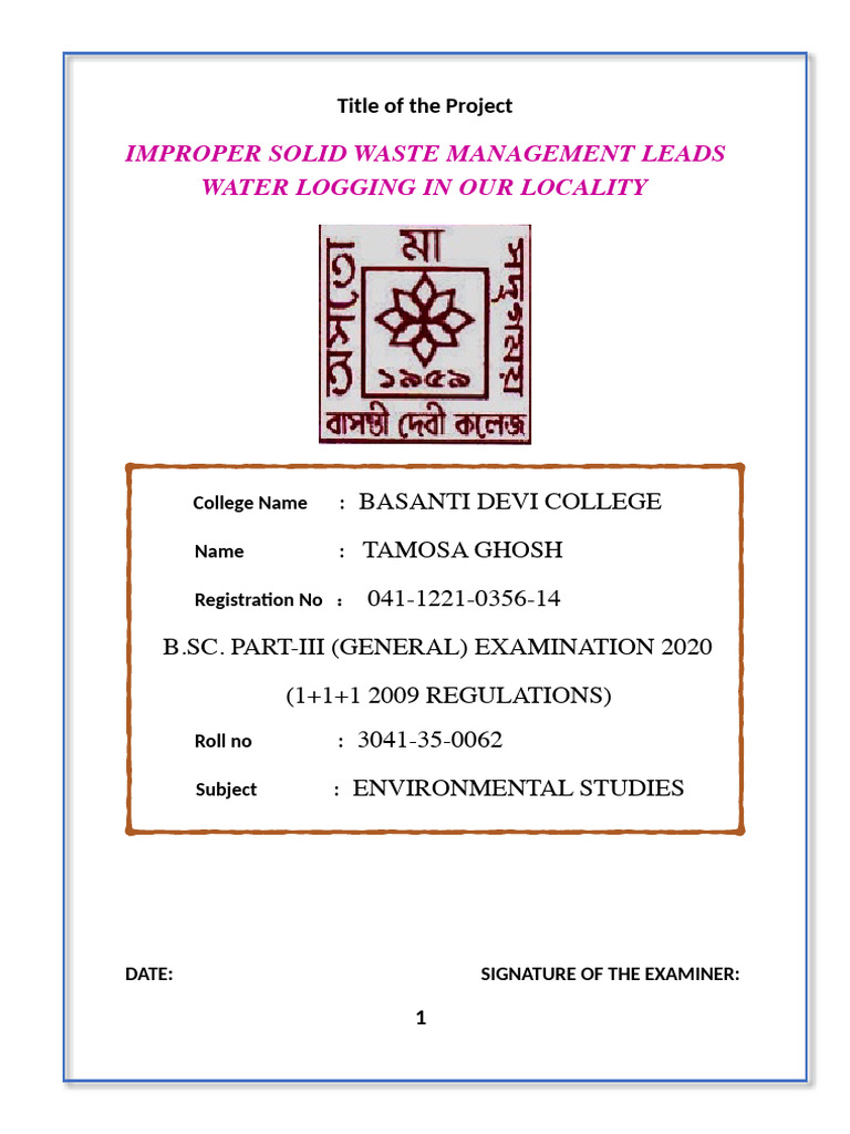 Improper Solid Waste Management Leads Water Logging in Our Locality ...