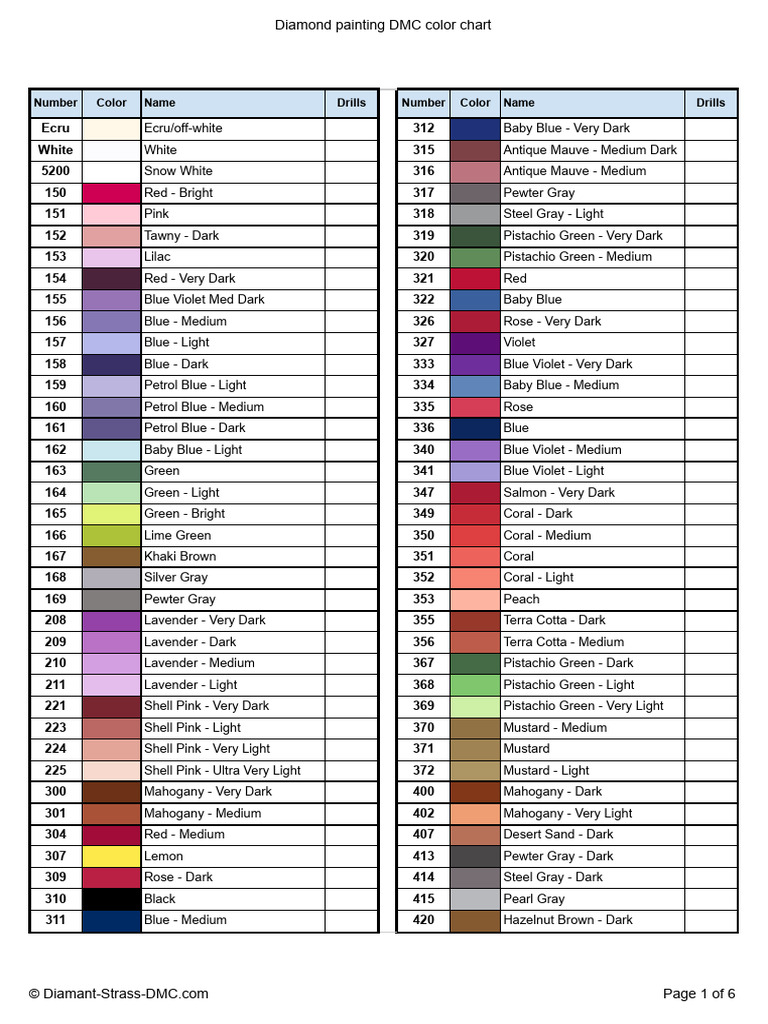 Diamond Painting DMC Color Chart1 | PDF | Green | Color