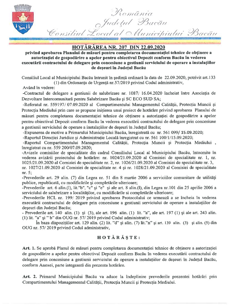 3133 - 28.09.2020 HCL NR.207 DIN 22.09.2020 Aprobare Planuri de Masuri ...