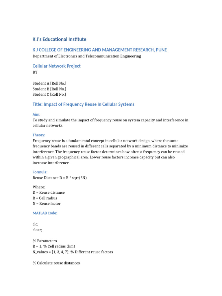 Frequency Reuse Project | PDF