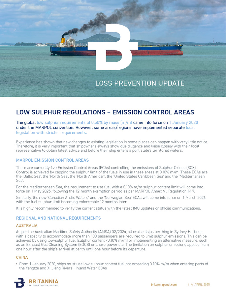 ECA Sulphur Emission Regulations Overview | PDF | Shipping | Water ...