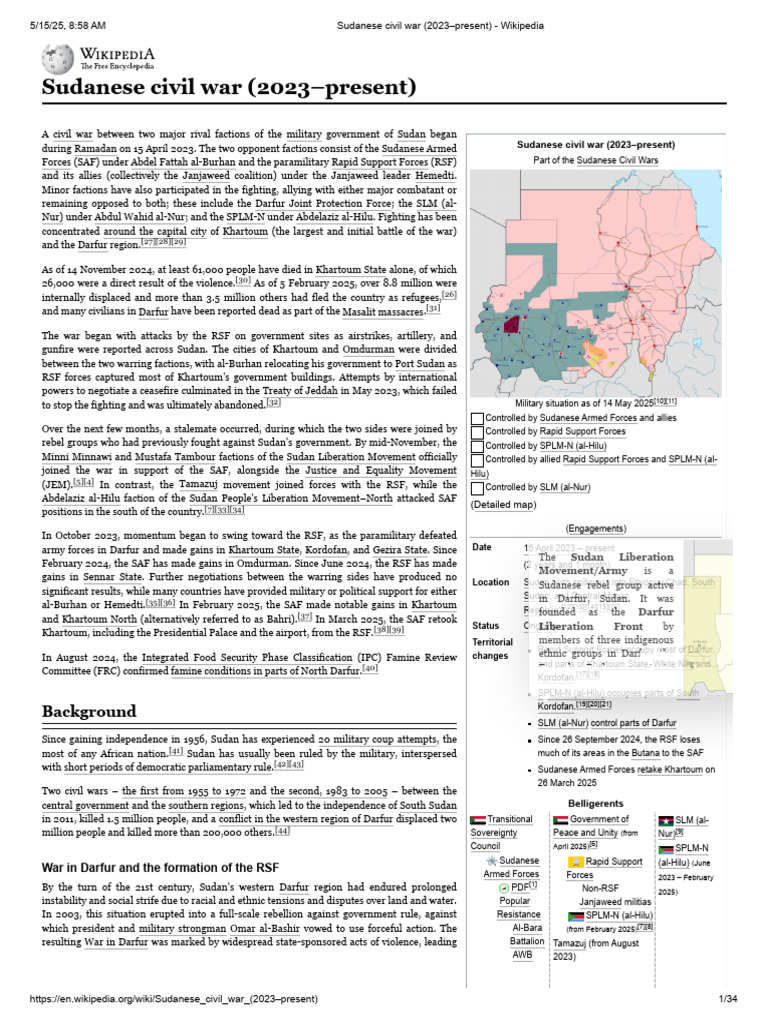 Sudanese Civil War (2023-Present) - Wikipedia | PDF | Sudan | Omar Al ...