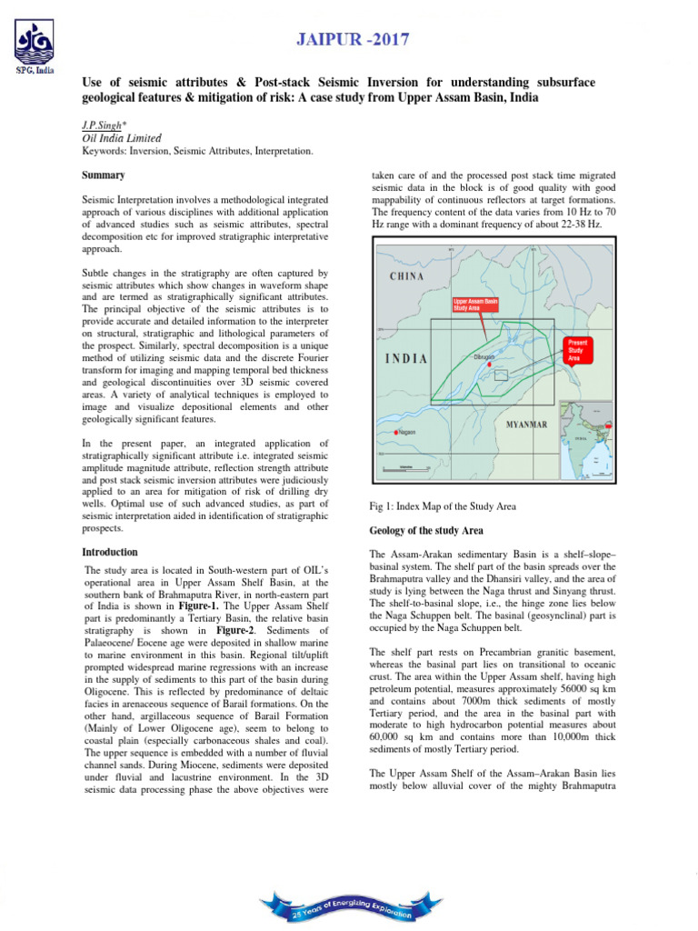 Use of Seismic Attributes & Post-Stack Seismic Inversion For ...