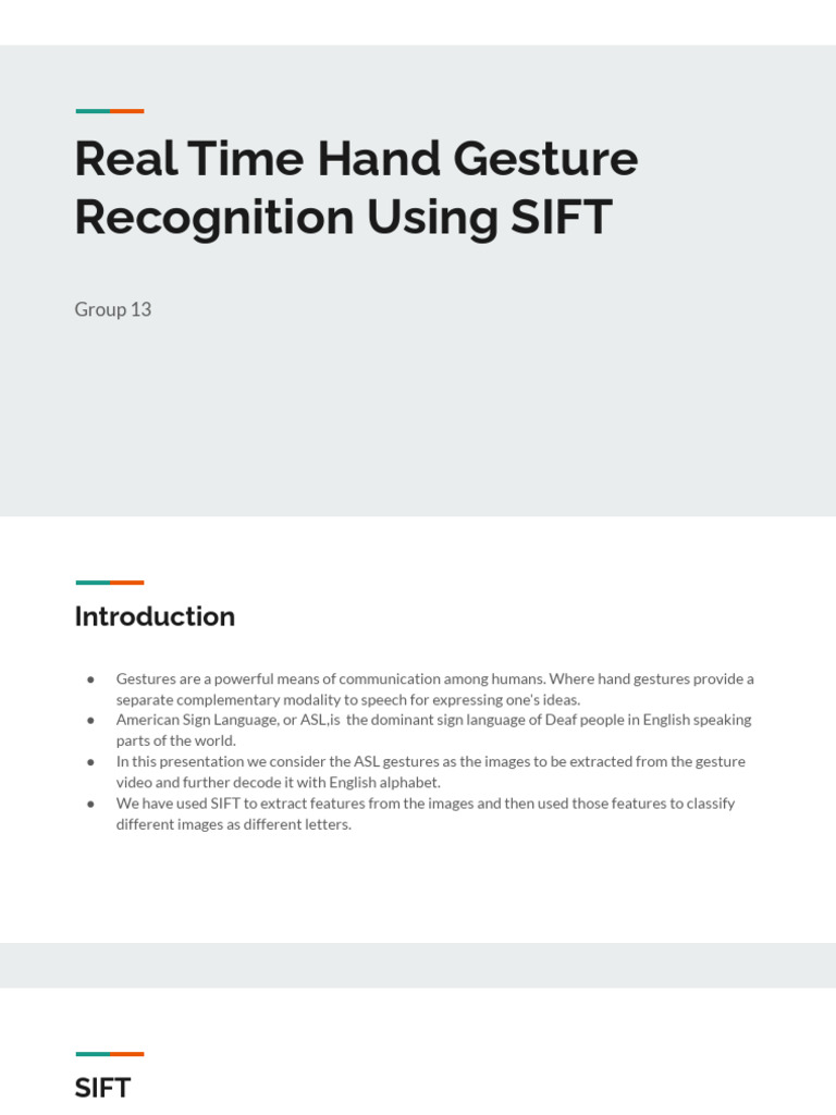 Hand Gesture Recognition Using SIFT | PDF | Multidimensional Signal Processing | Computer Graphics