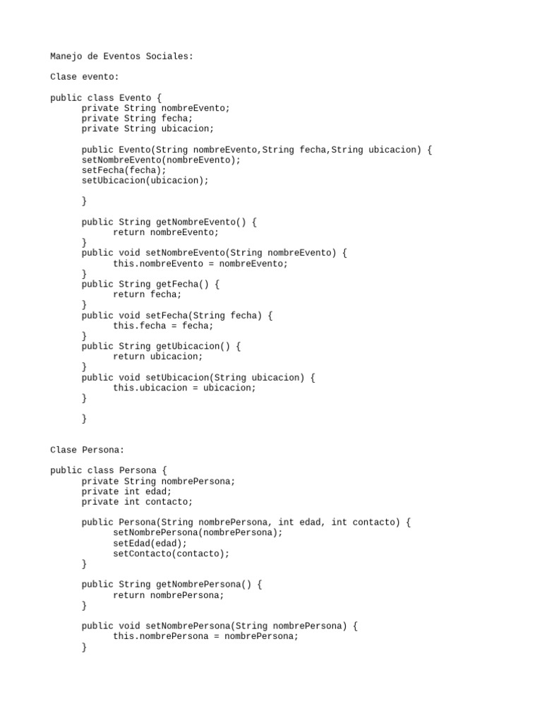Manejo de Eventos Sociales | PDF | Programación de computadoras ...