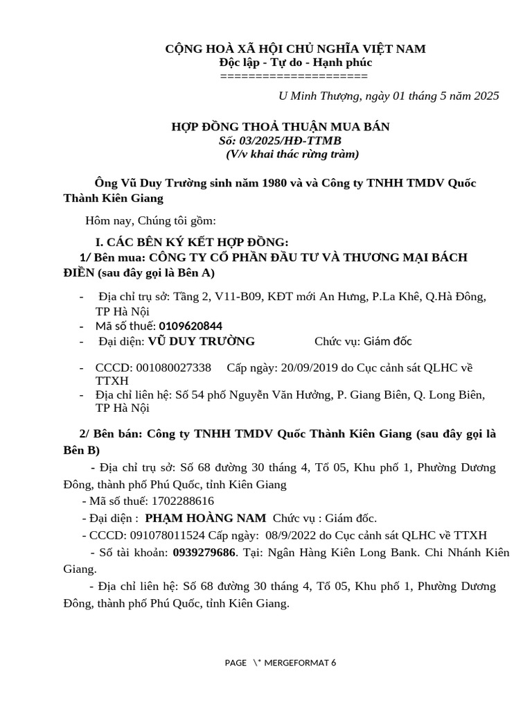 hop dong mua ban cu tram. Truong 01.5.2025 | PDF
