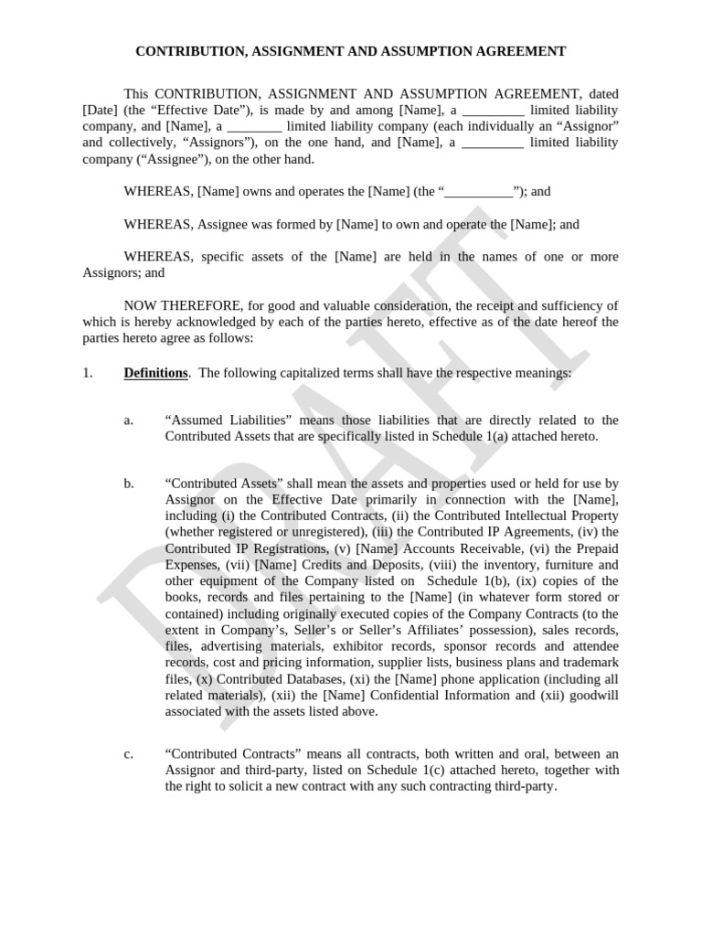 Contribution Assignment Assumption Agreement | PDF | Assignment (Law ...
