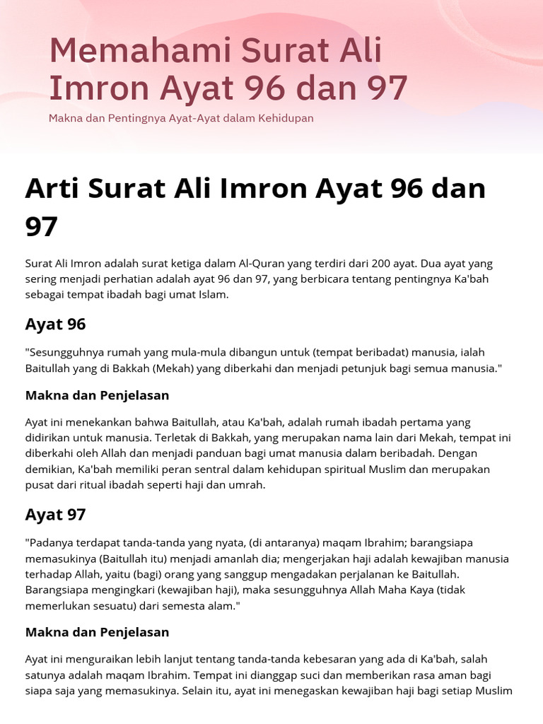 Arti Surat Ali Imron Ayat 96 Dan 97 | PDF