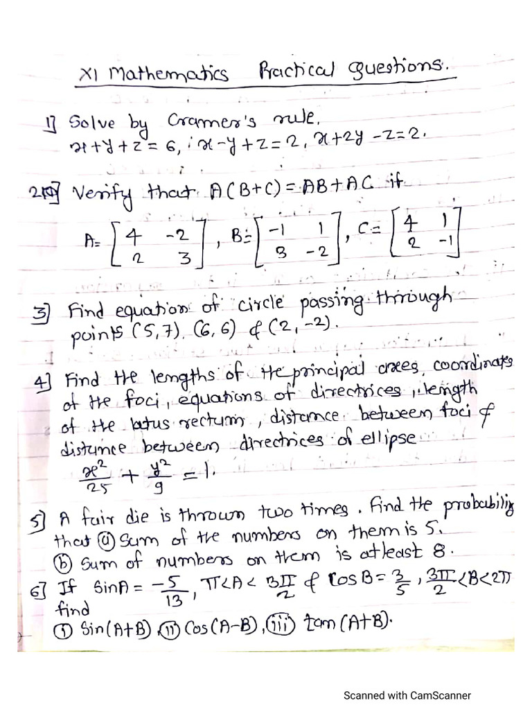 XI Mathematics Practical Questions | PDF