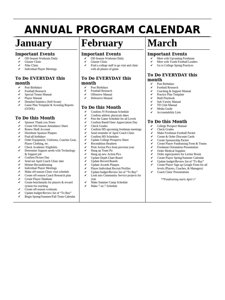 Annual Program Calendar | PDF