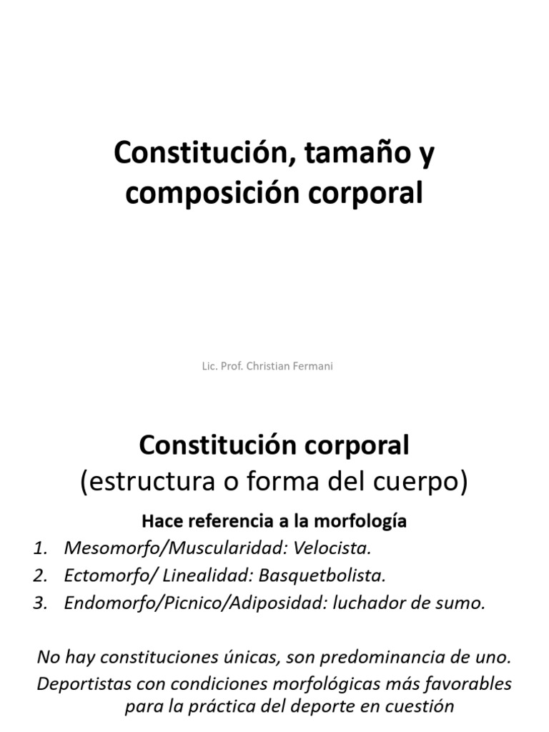 Constitución, Tamaño y Composición Corporal | PDF | Tejido adiposo ...
