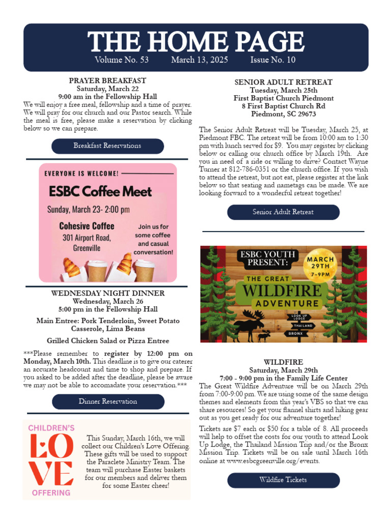 Newsletter March 13, 2025 Final With Links | PDF | Meal