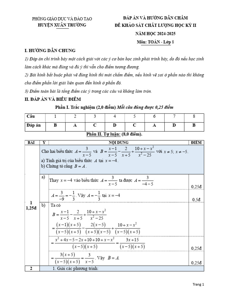 HDC Hkii - Toan 8 | PDF
