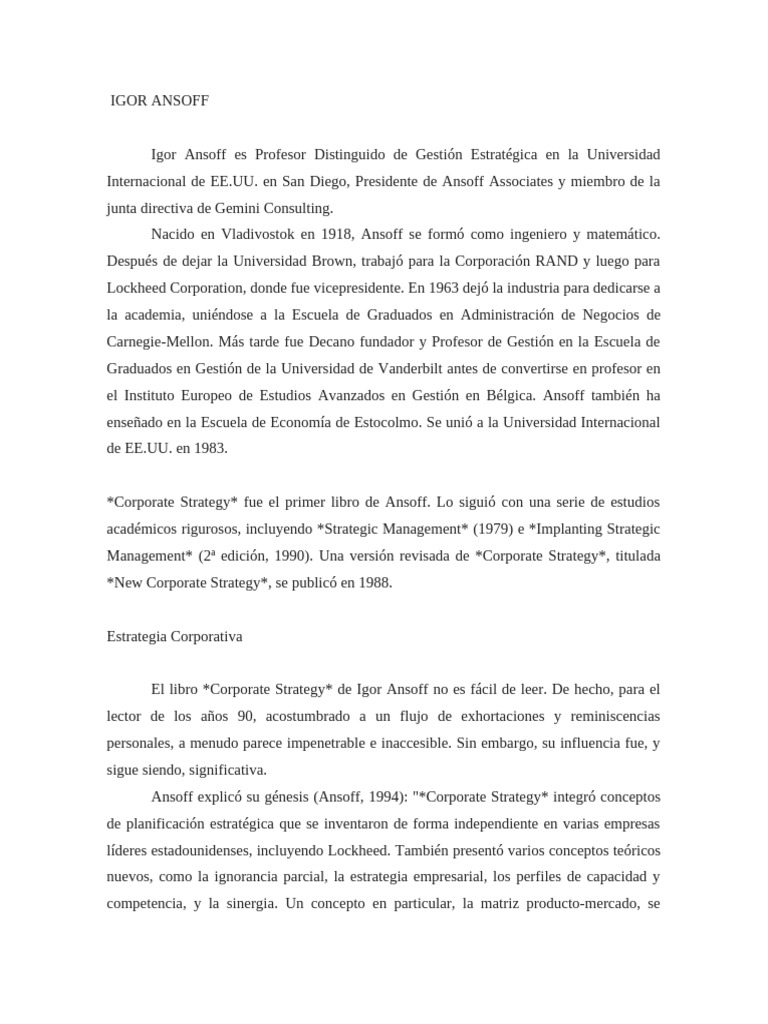 Igor Ansoff | PDF