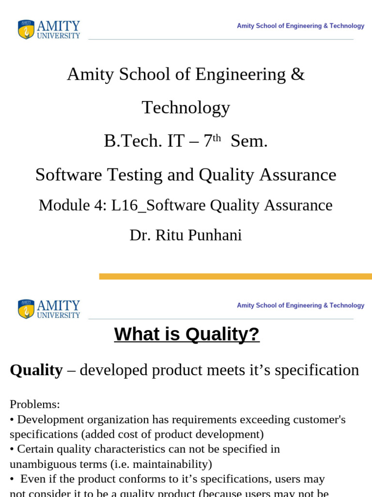 L14 - Software Quality Assurance | PDF | Software Quality | Quality Management